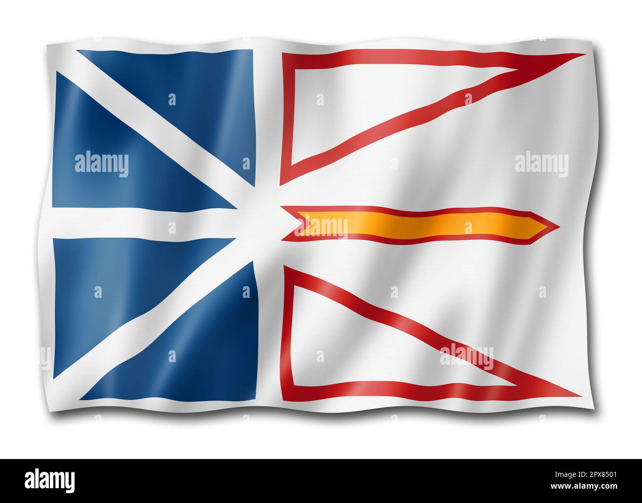 Newfoundland and Labrador province flag, Canada waving banner ...
