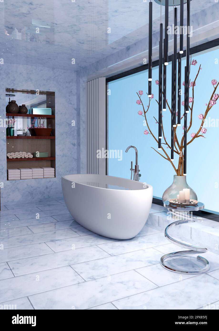 3D rendering of a luxury bathroom interior Stock Photo - Alamy