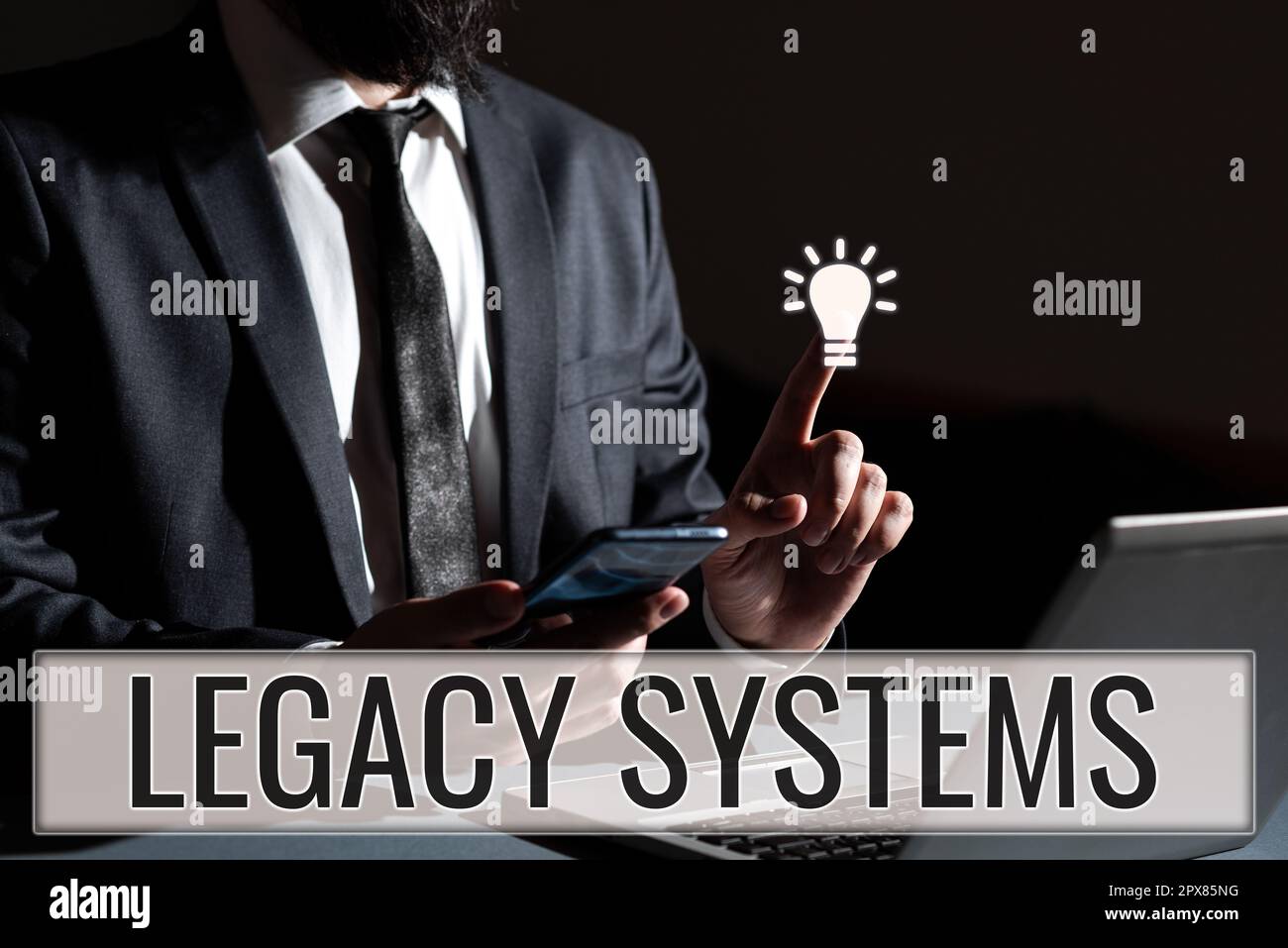 Sign displaying Legacy Systems, Business approach old method technology ...