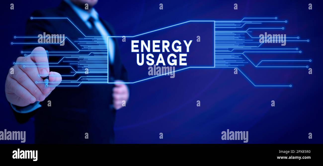 Text showing inspiration Energy Usage, Word for Amount of energy ...