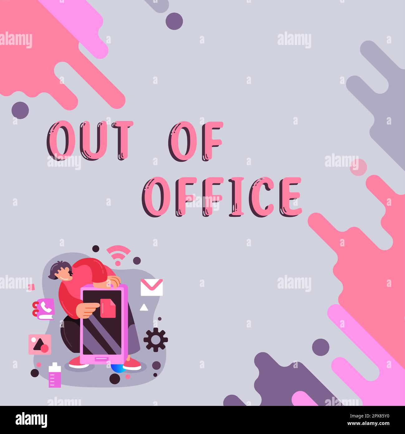 Hand writing sign Out Of Office, Business approach Outside the job ...
