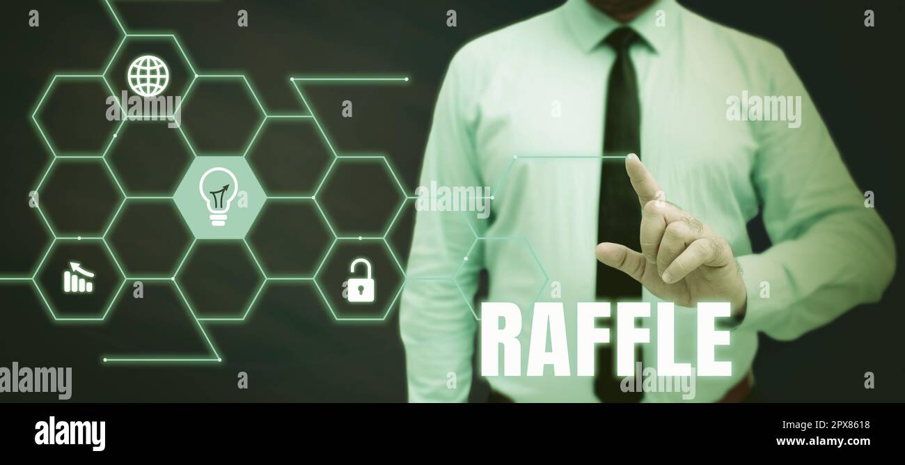 Conceptual display Raffle, Word for means of raising money by selling ...