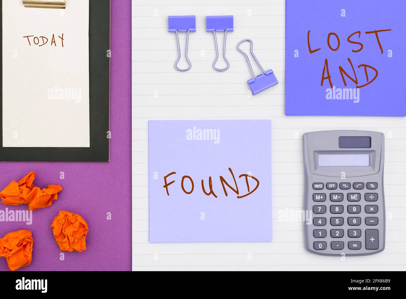 Text caption presenting Lost And Found, Word Written on Place where you ...