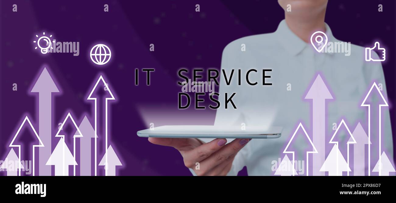 Hand writing sign It Service Desk, Word Written on Technological ...