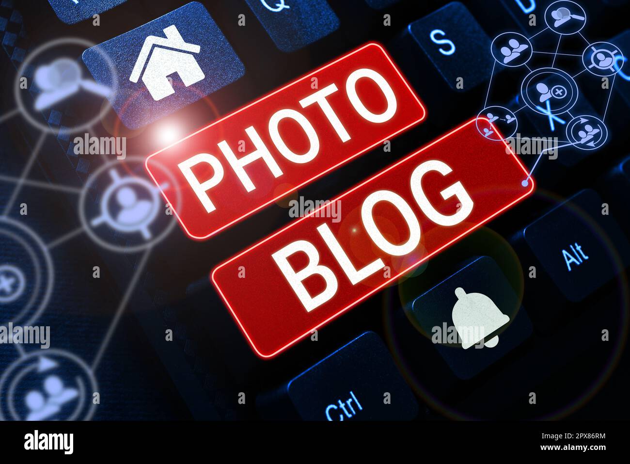 Sign displaying Photo Blog, Word Written on form of photo sharing and ...