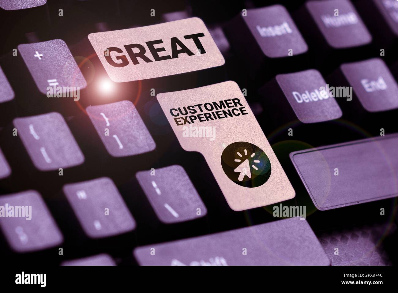 Hand writing sign Great Customer Experience, Word Written on responding ...