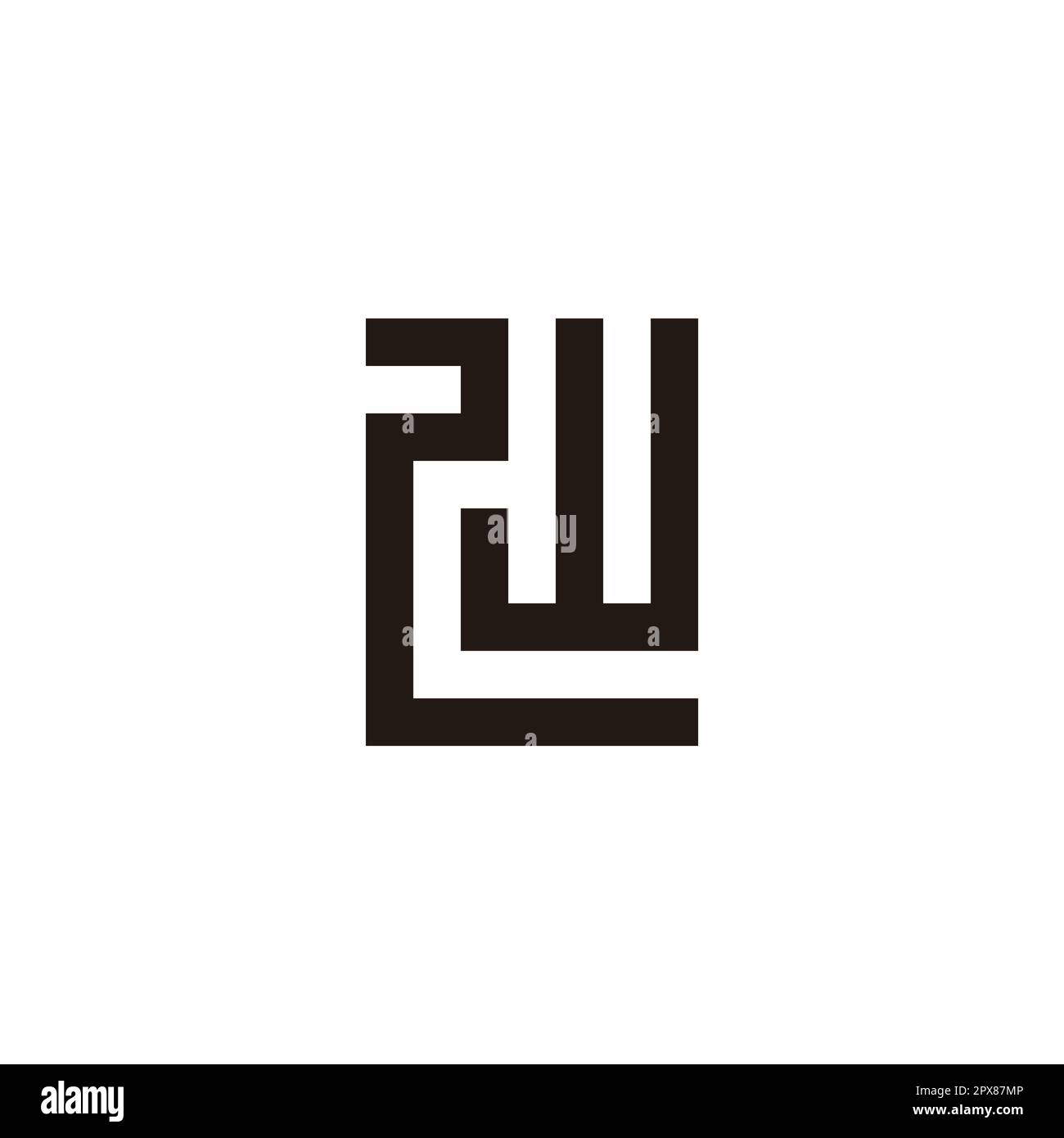 Number 2, letter w square geometric symbol simple logo vector Stock ...