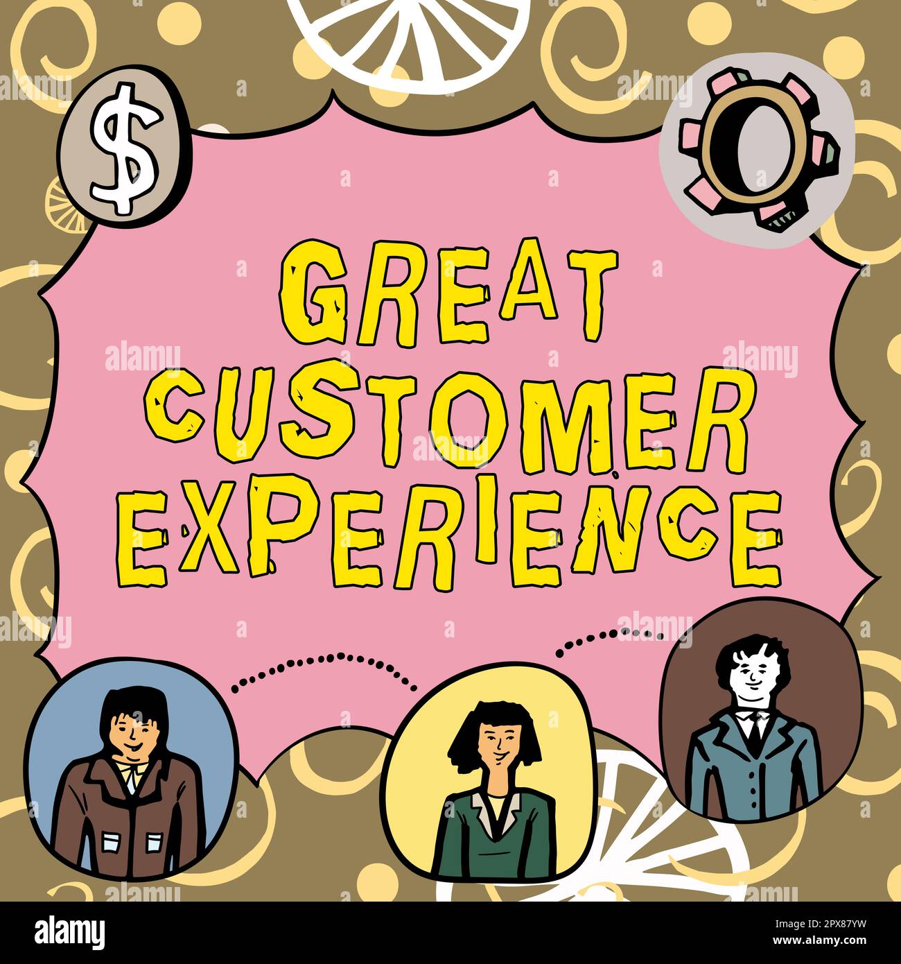 Sign displaying Great Customer Experience, Business showcase responding ...