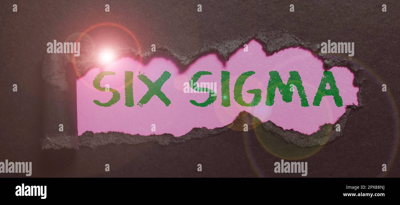 Text sign showing Six Sigma, Word for management techniques to improve ...