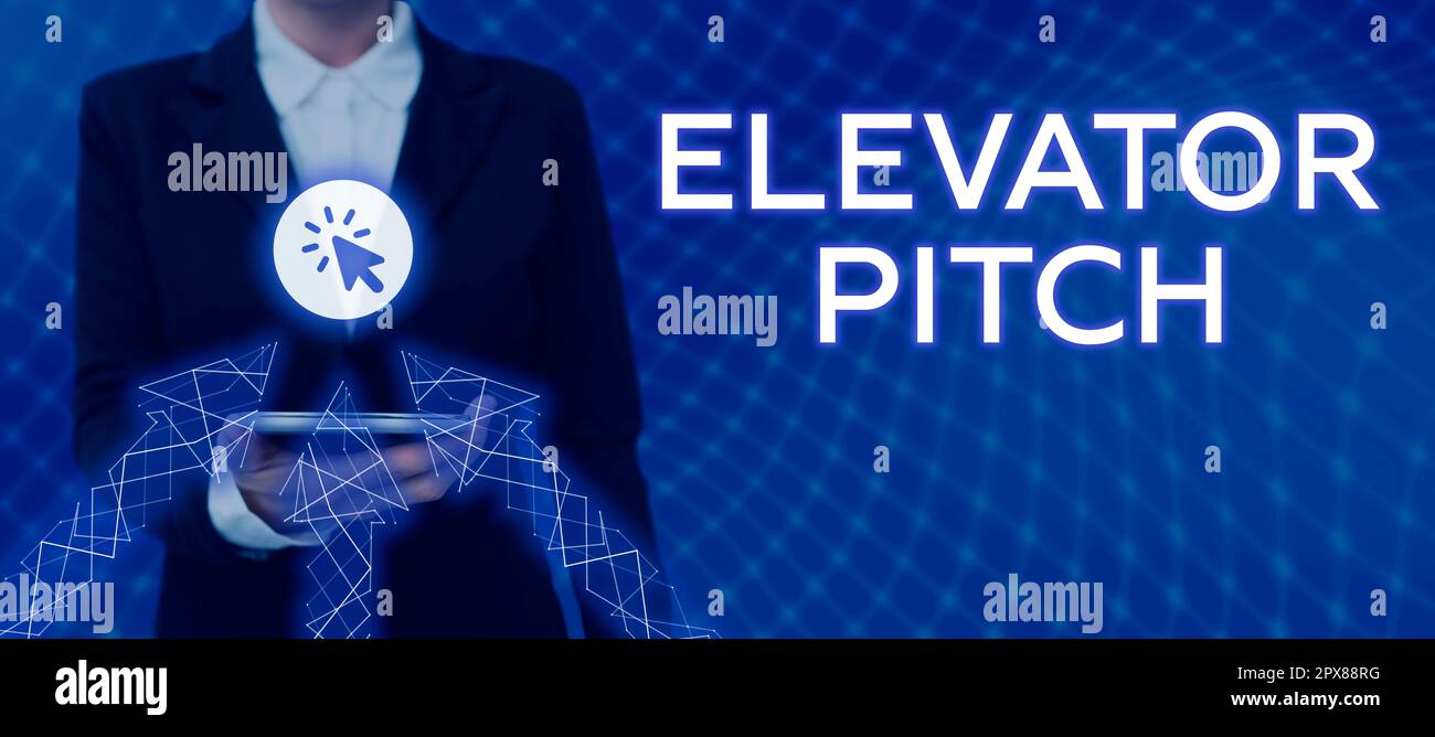Writing displaying text Elevator Pitch, Concept meaning A persuasive ...