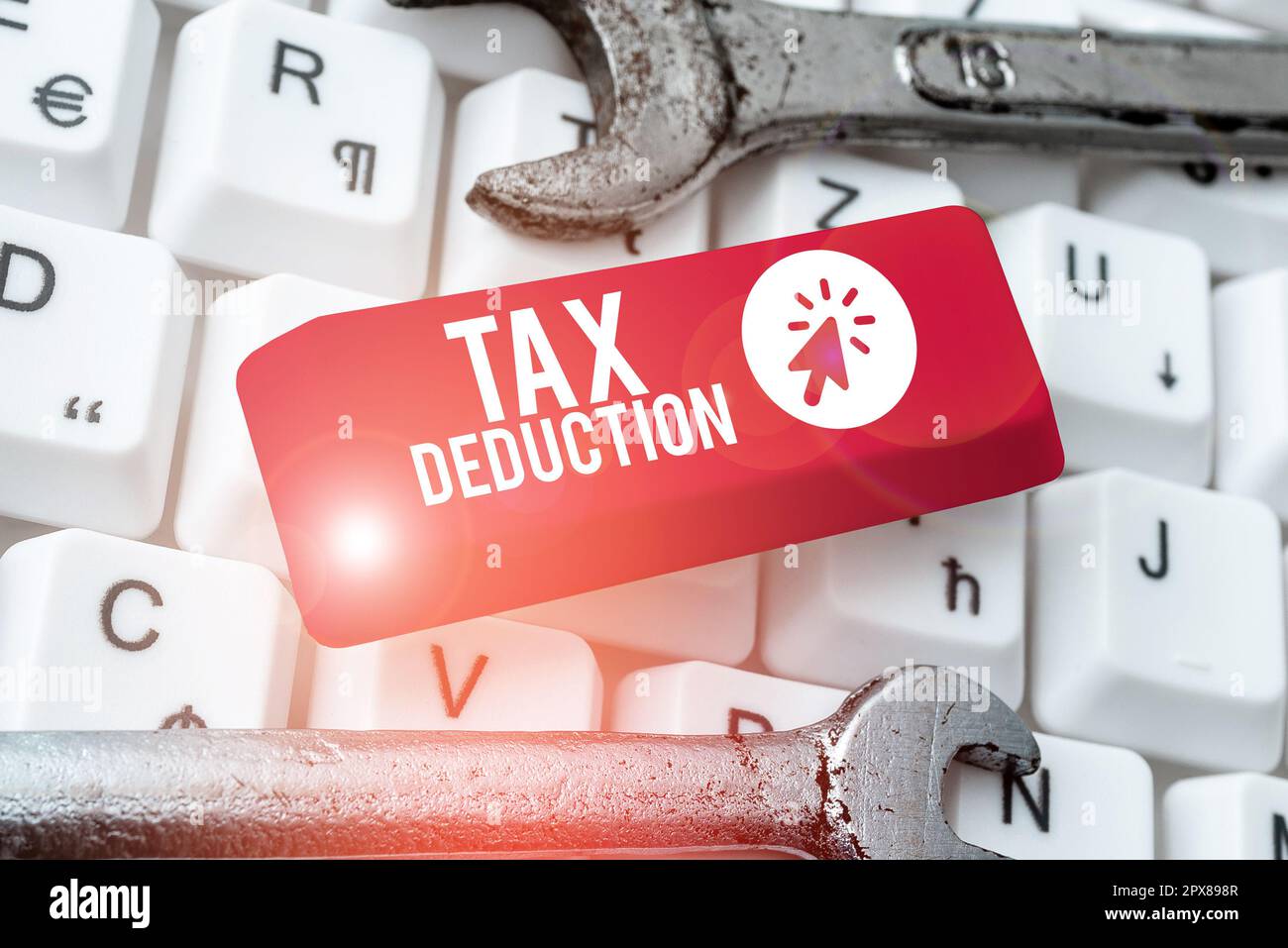 Text caption presenting Tax Deduction, Concept meaning amount ...