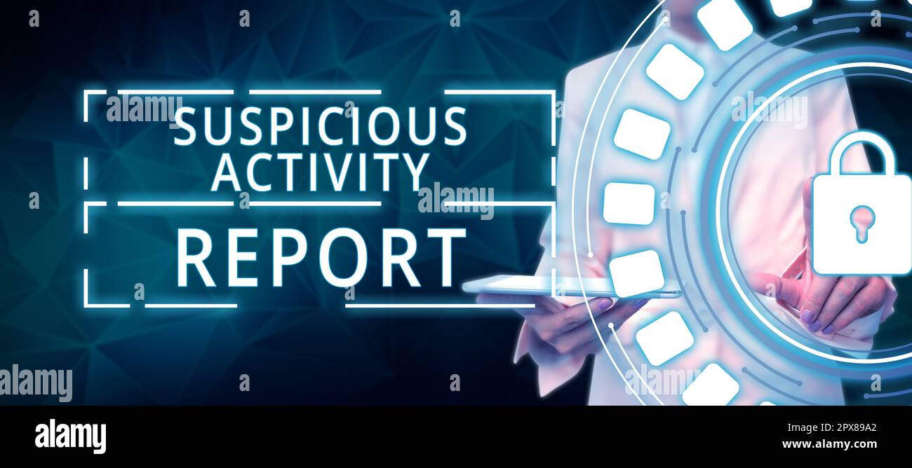 Text caption presenting Suspicious Activity Report, Business idea ...