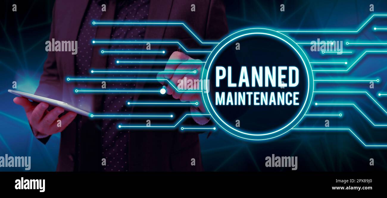 Hand writing sign Planned Maintenance, Business overview Check ups to ...