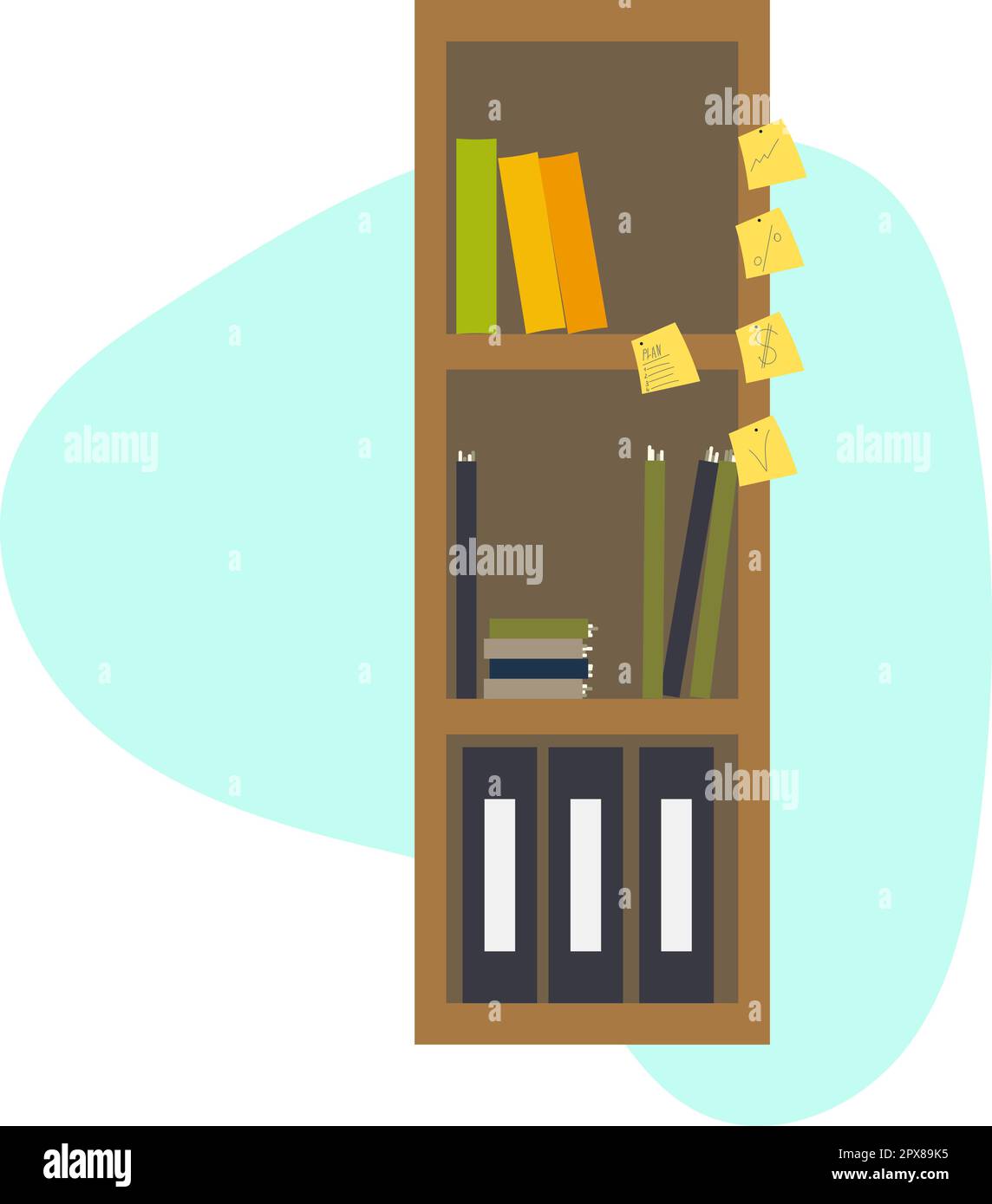 A Bookcase for Documents Storage in Office Interior. Vector ...