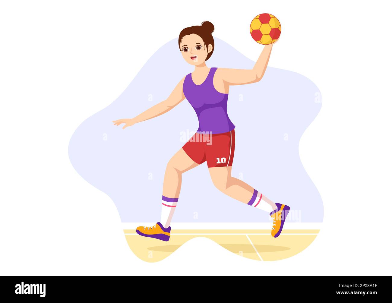 Handball Illustration of a Player Touching the Ball with His Hand and ...
