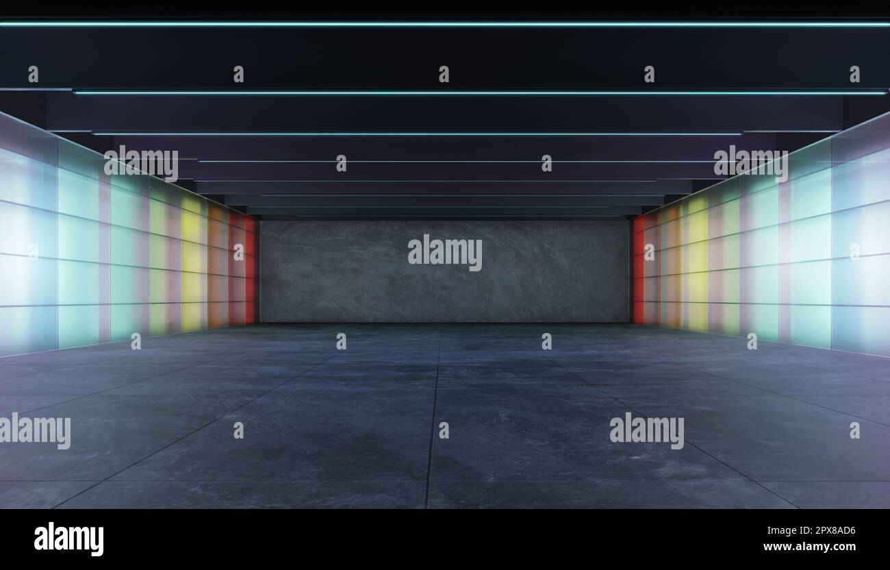 Empty modern multiple purpose room space with colored gradient ...