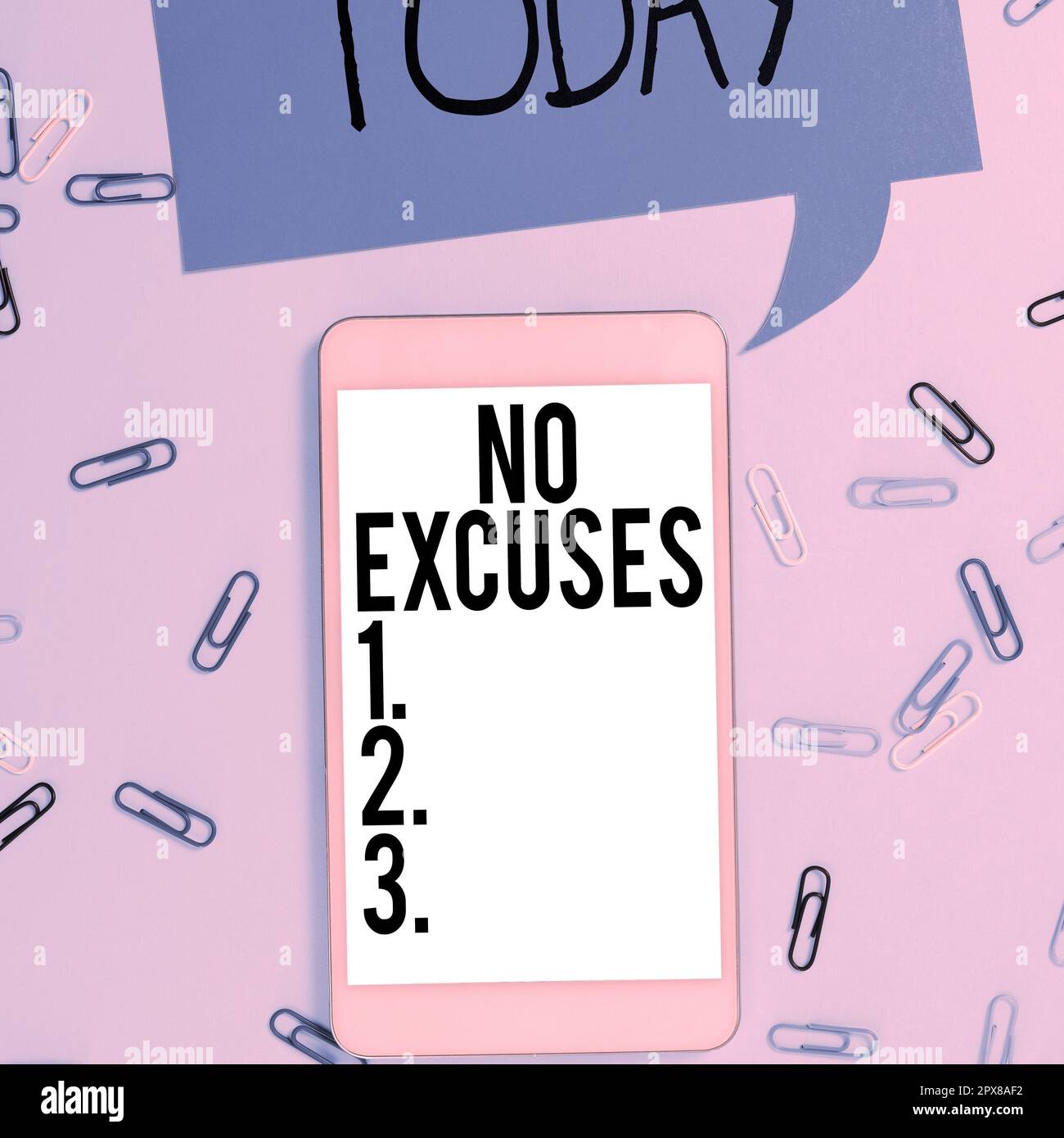 Hand writing sign No Excuses, Word for telling someone not to tell ...