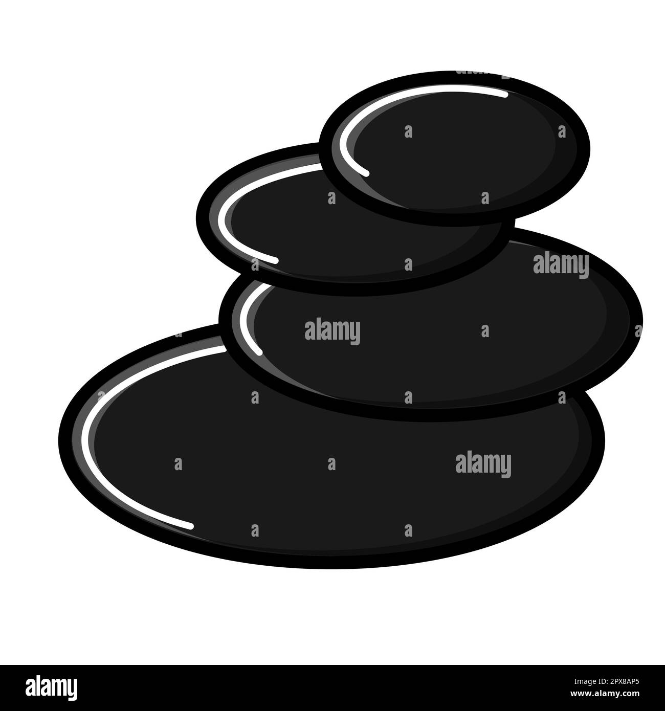 Beautiful simple flat icon of black hot stones for massage and spa ...
