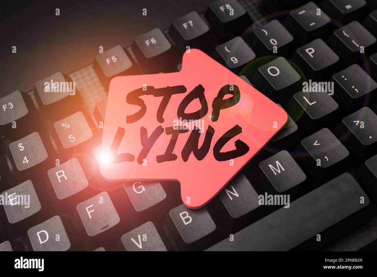 Sign displaying Stop Lying, Business overview put an end on chronic ...