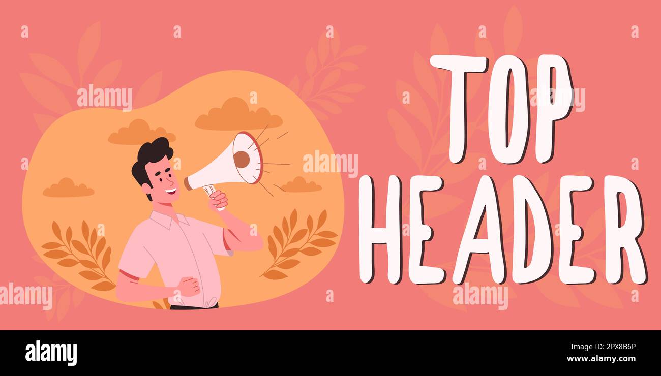 Text caption presenting Top Header, Business showcase text at the top ...