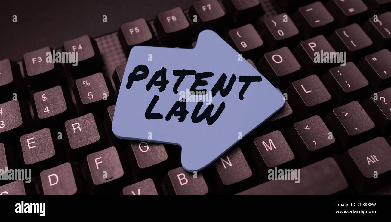 Inspiration showing sign Patent Law, Concept meaning deals with an ...