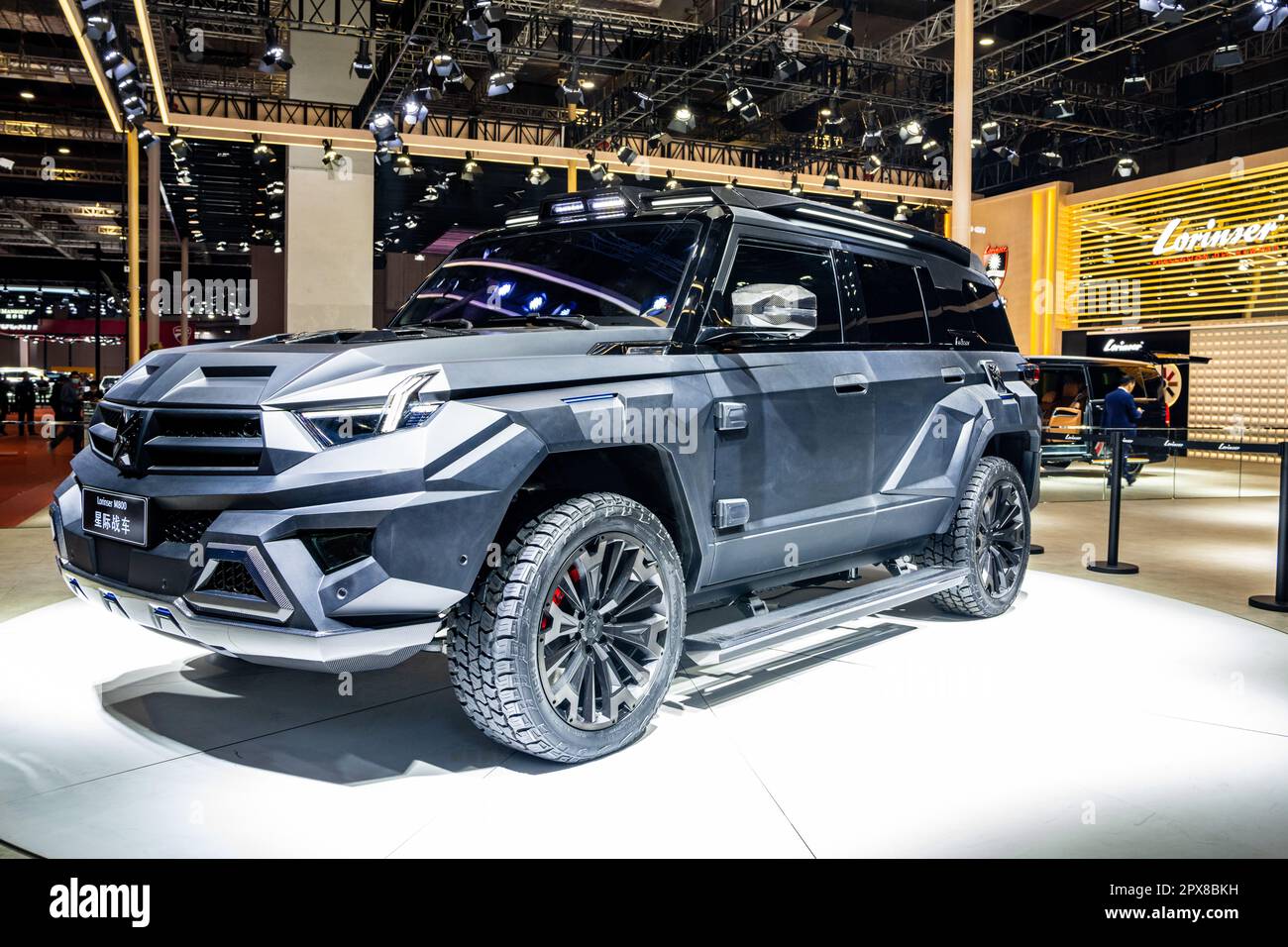 Lorinser M800 version of the Mengshi M-Hero 917 electric SUV from Dongfeng on display at the ...