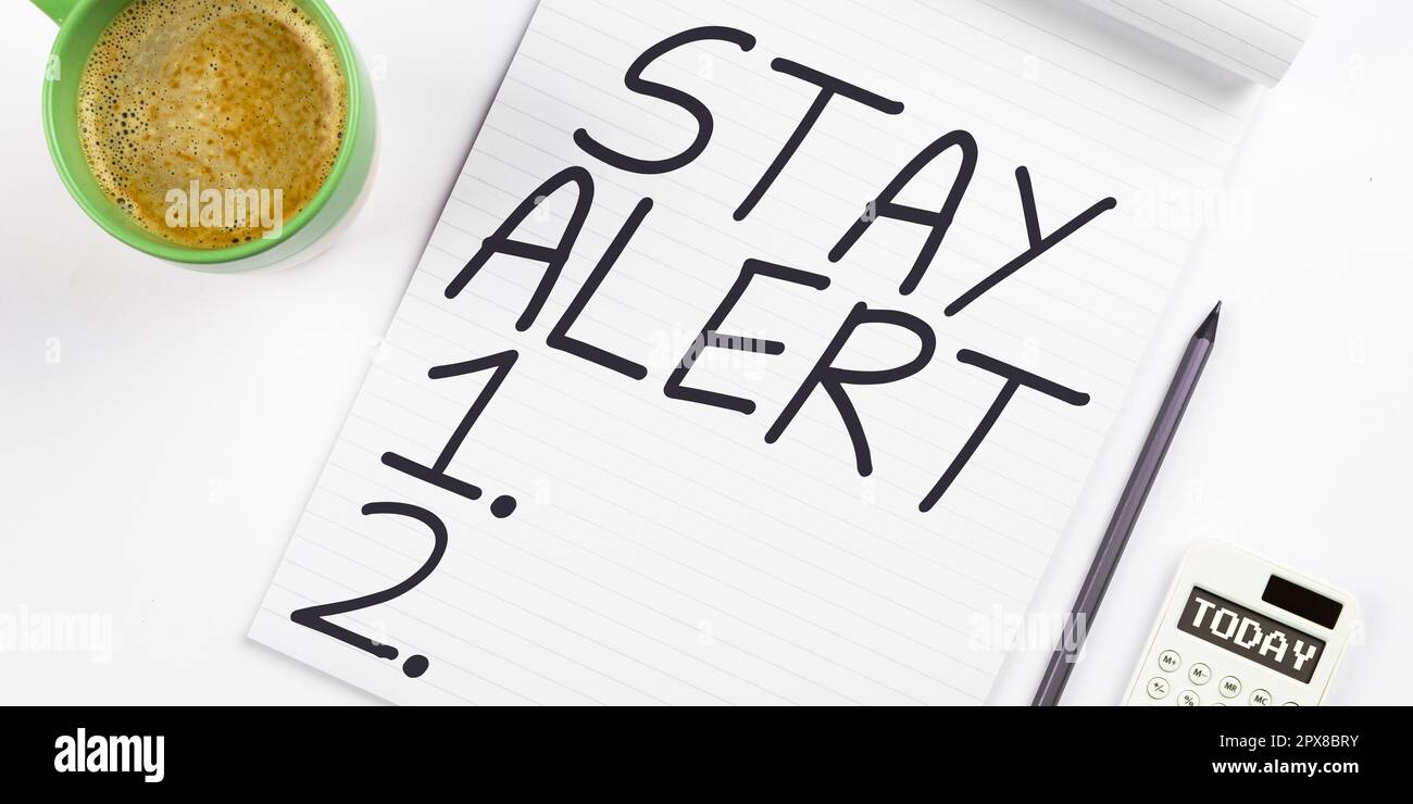 Text caption presenting Stay Alert, Business overview Paying full ...