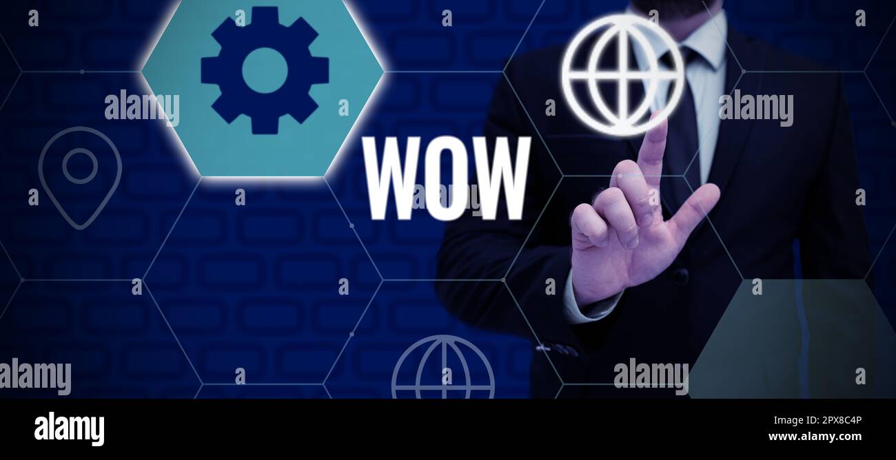 Text caption presenting Wow, Concept meaning Expressing astonishment ...