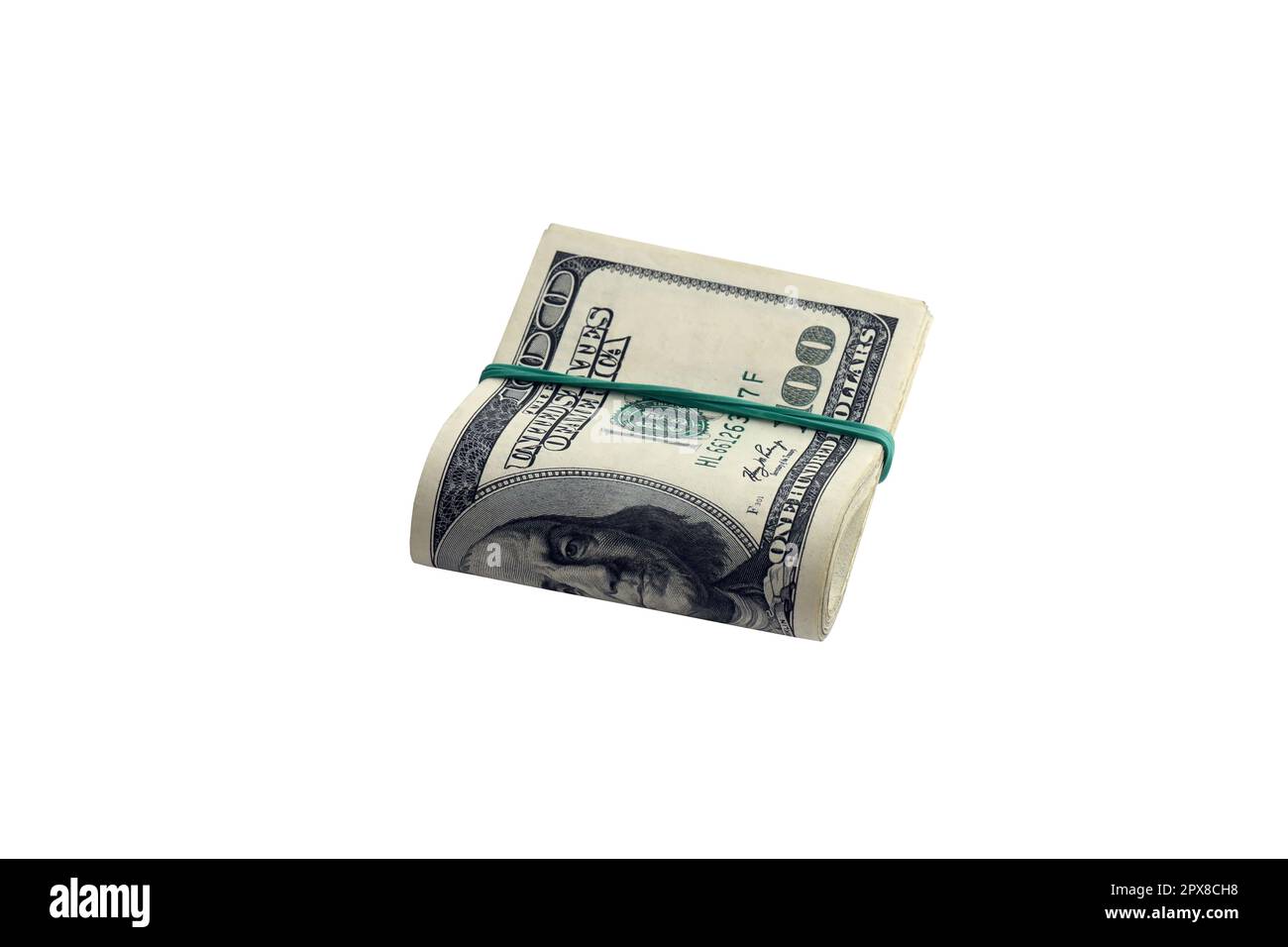 Bundle of US dollar bills isolated on white. Pack of american money ...