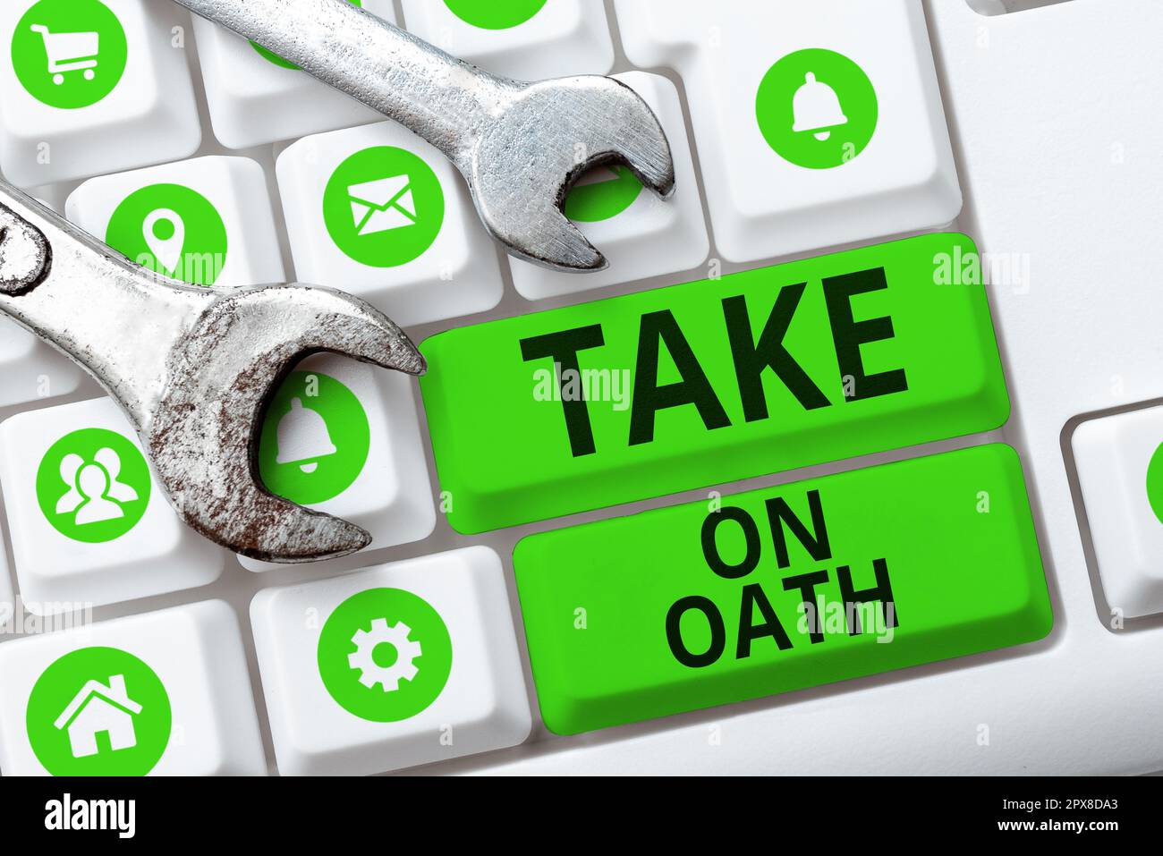 Text sign showing Take On Oath, Concept meaning A solemn appeal to a ...
