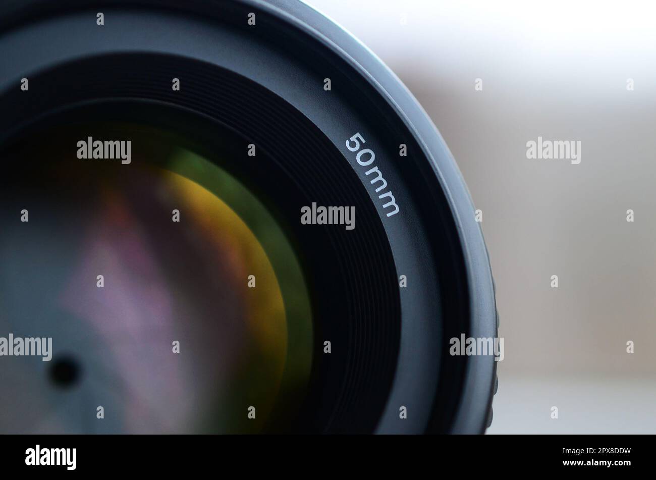 Fragment of a portrait lens for a modern SLR camera. A photograph of a ...