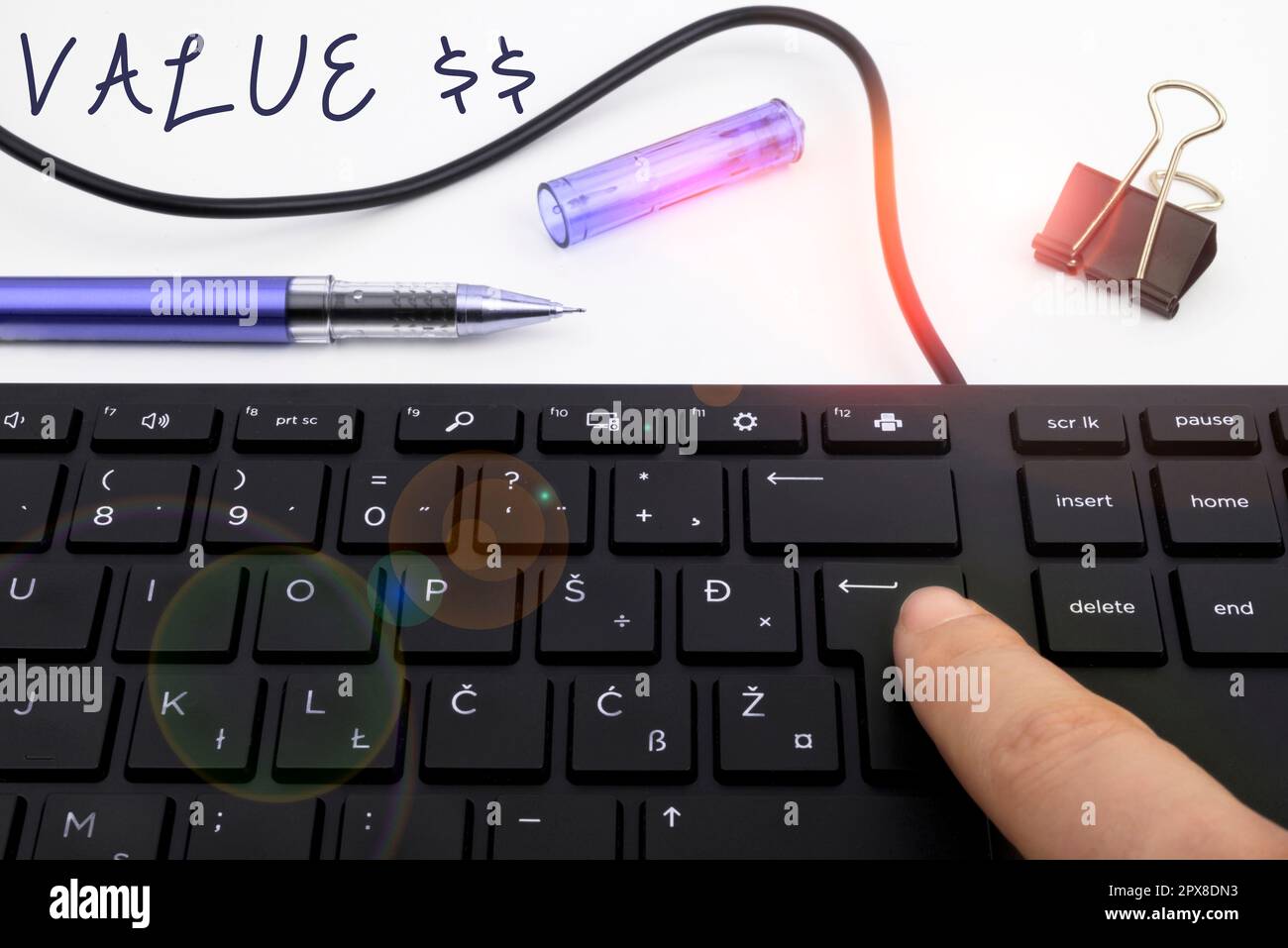 Writing displaying text Value , Word Written on the worth of the ...