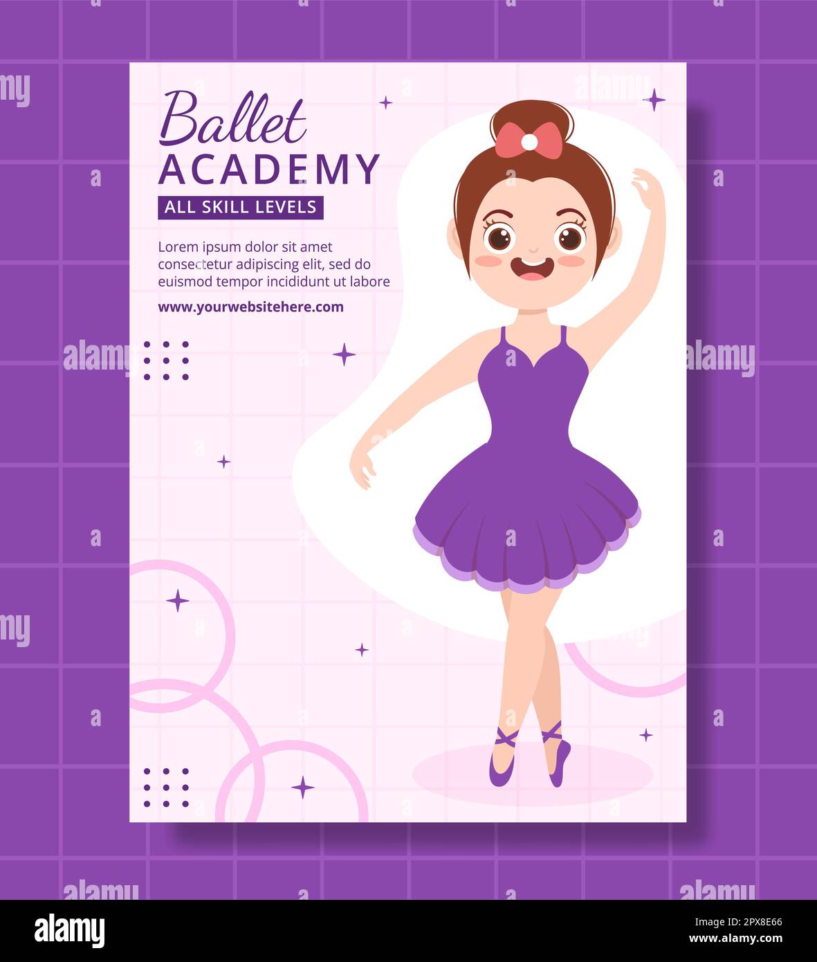 Ballet or Ballerina Poster Flat Cartoon Hand Drawn Background Templates ...