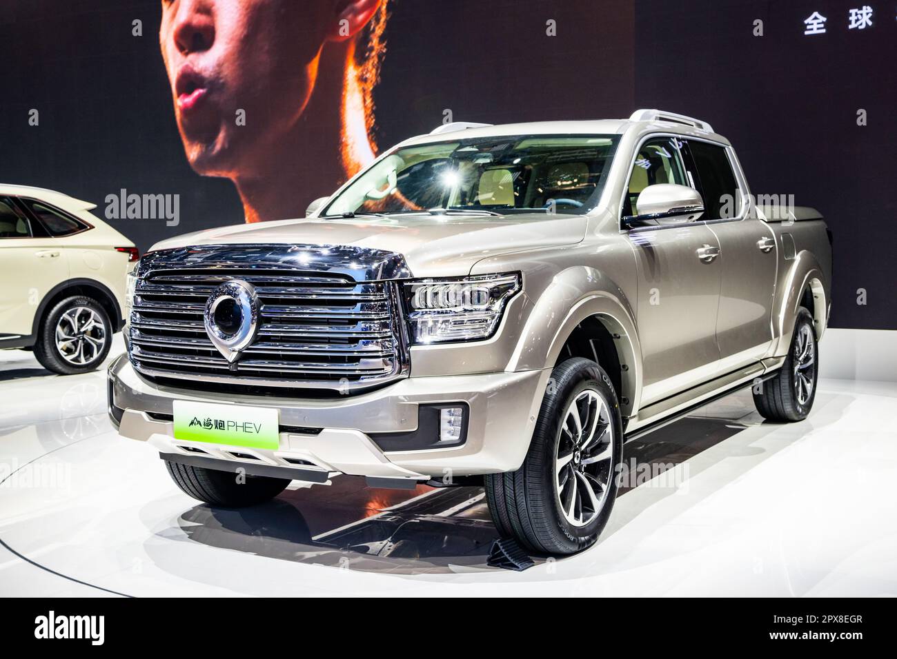 GWM Poer Cannon PHEV pickup truck on display at the 2023 Shanghai Auto ...