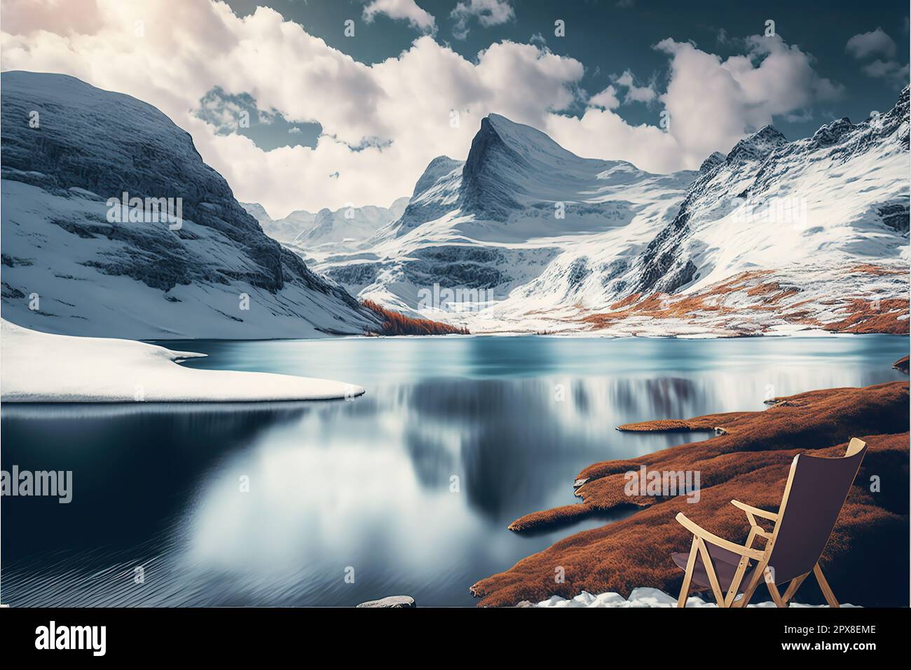 Captivating scene of the snow rocky massif. Picturesque day. Location ...