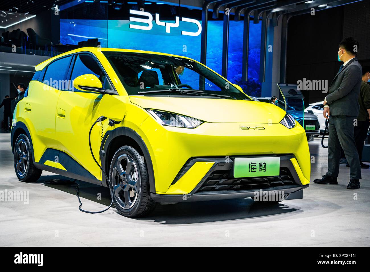 BYD Seagull electric car on display at the 2023 Shanghai Auto Show ...