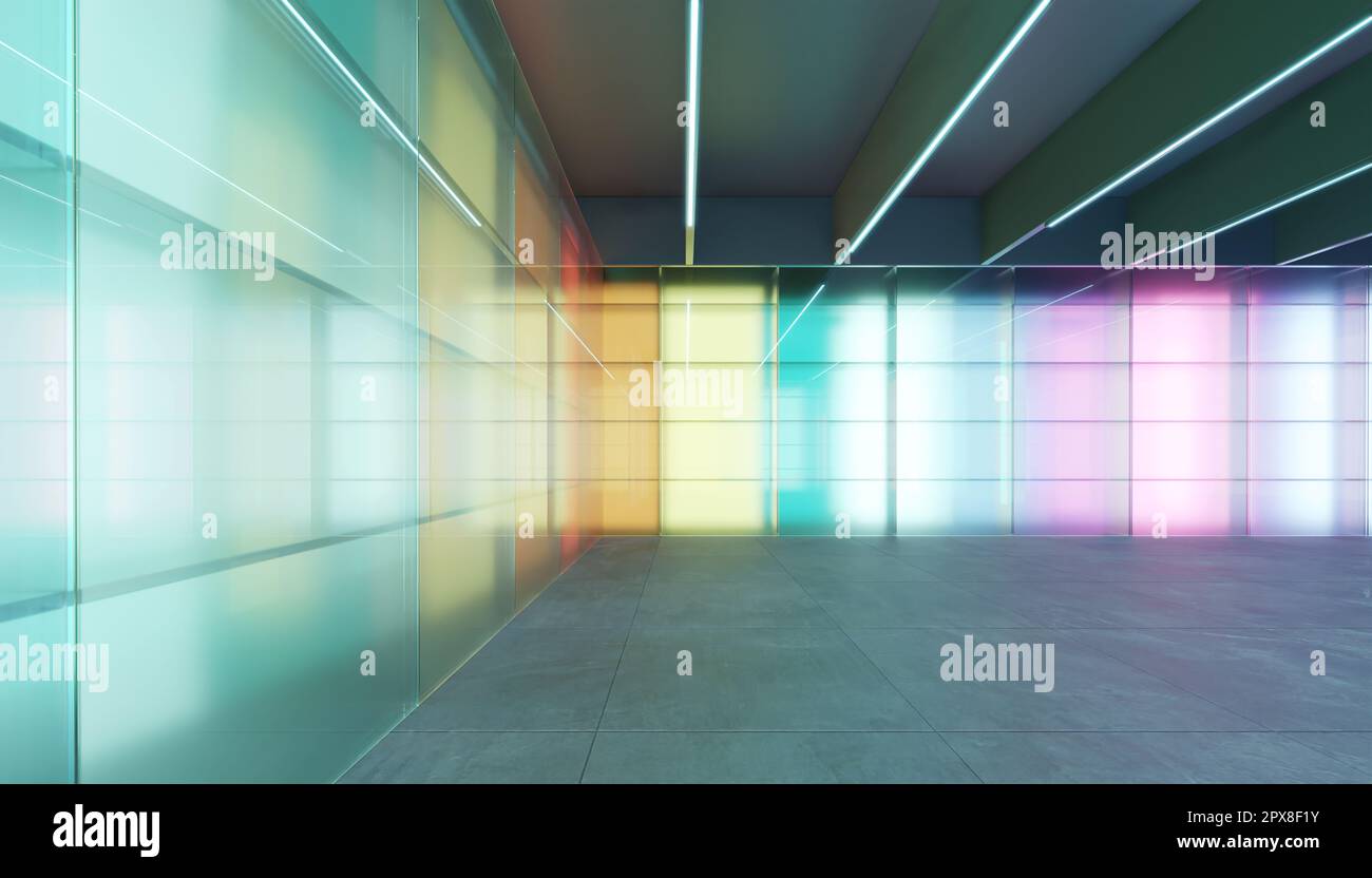 Empty modern multiple purpose room space with colored gradient ...