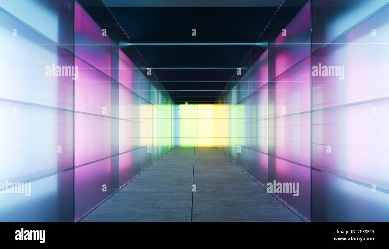 Empty modern multiple purpose room space with colored gradient ...
