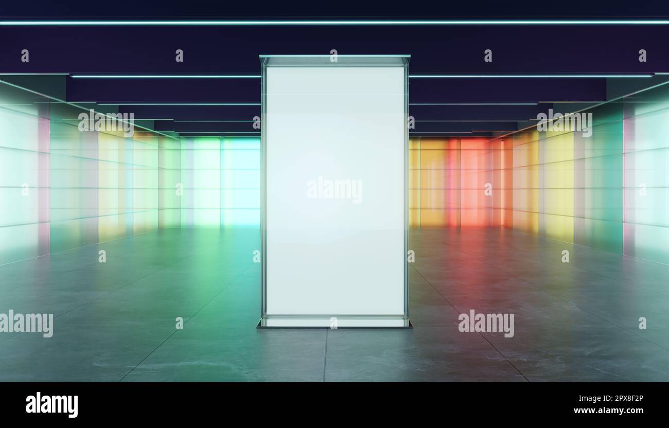 Multiple purpose room space with colored gradient transparent glass ...