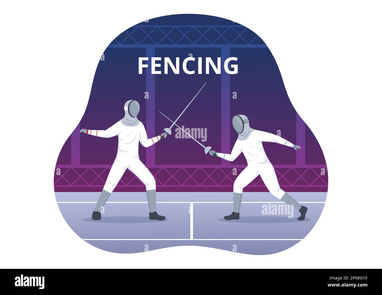 Fencing Player Sport Illustration with Fencer Fighting on Piste and ...