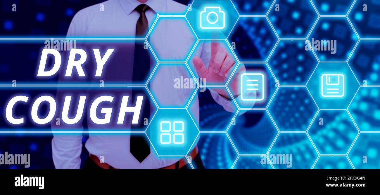 Writing displaying text Dry Cough, Business approach cough that are not ...