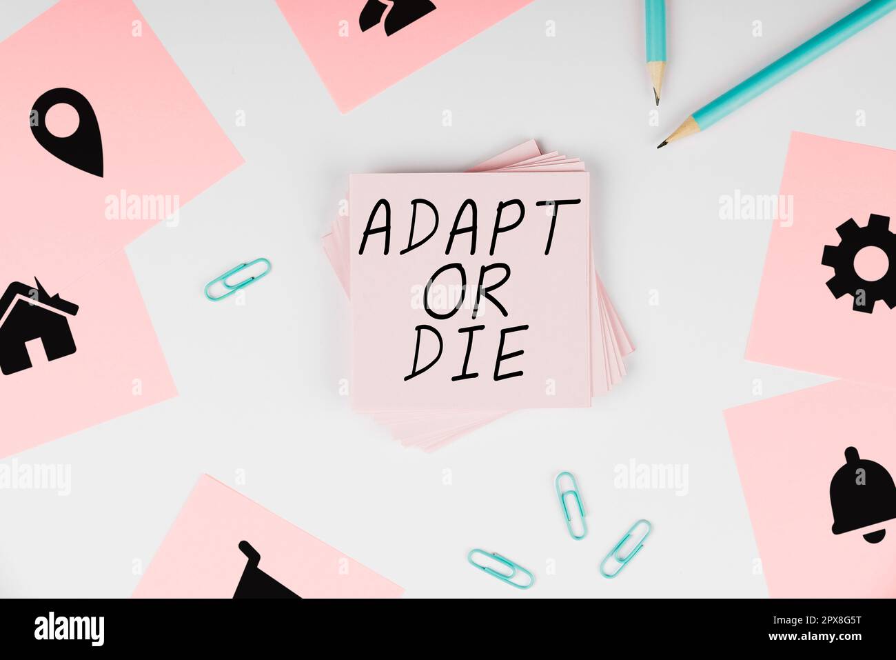 Hand writing sign Adapt Or Die, Internet Concept Be flexible to changes ...