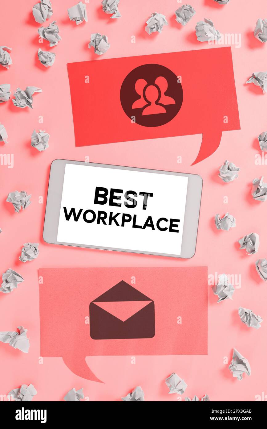 Text caption presenting Best Workplace, Business concept Ideal company ...