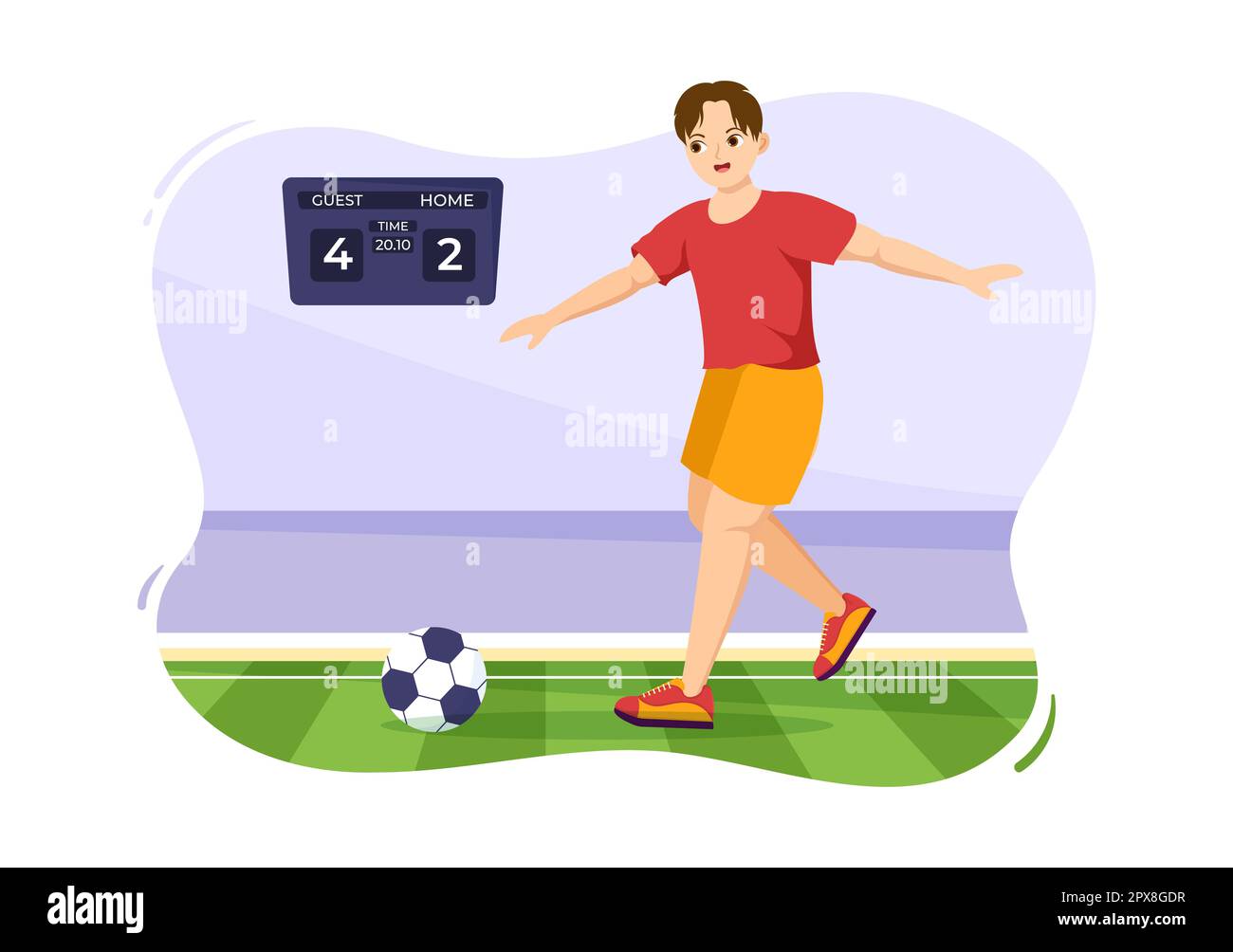 Futsal, Soccer or Football Sport Illustration with Players Shooting a ...