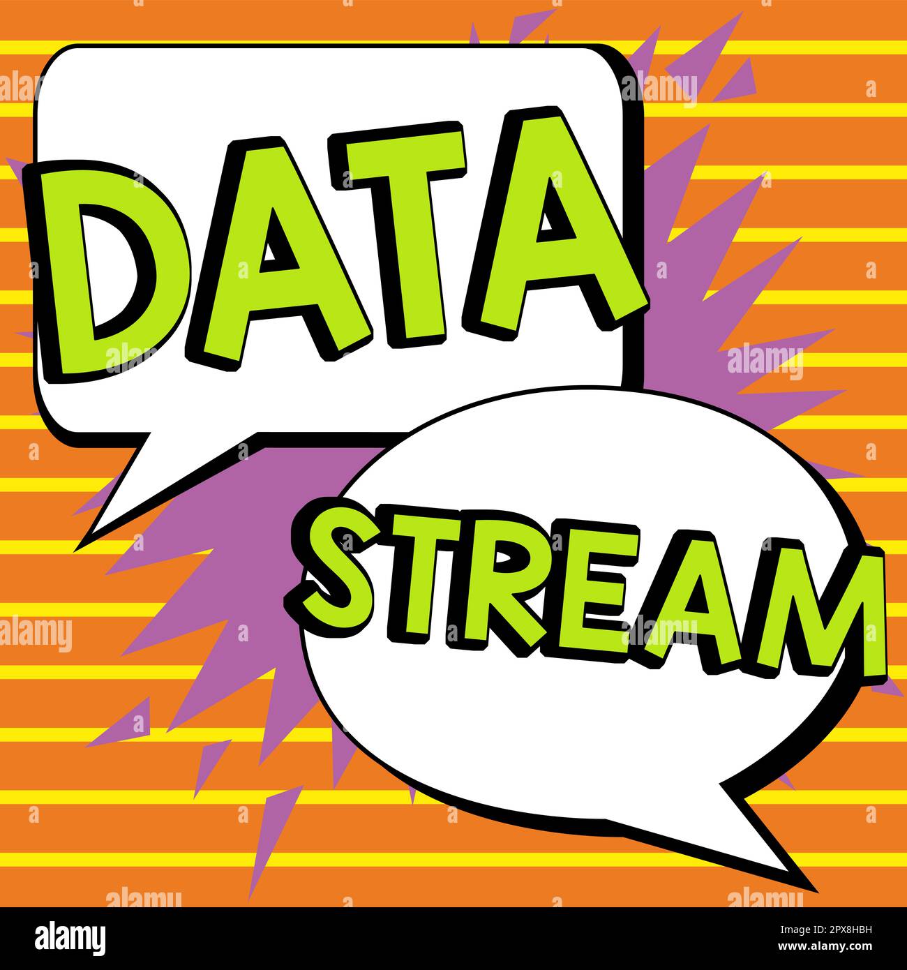 Text caption presenting Data Stream, Word for sequence of digitally ...