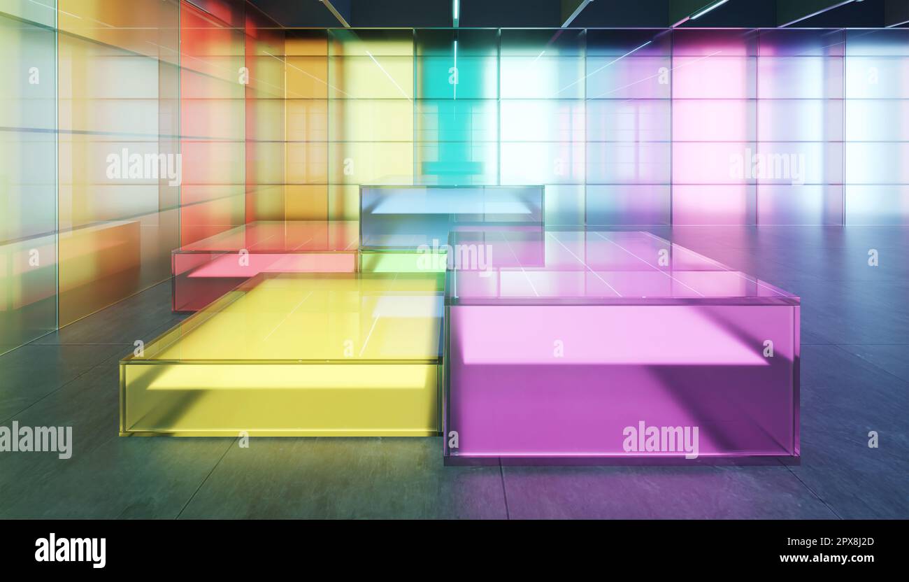 Colorful 3d Cube Glass