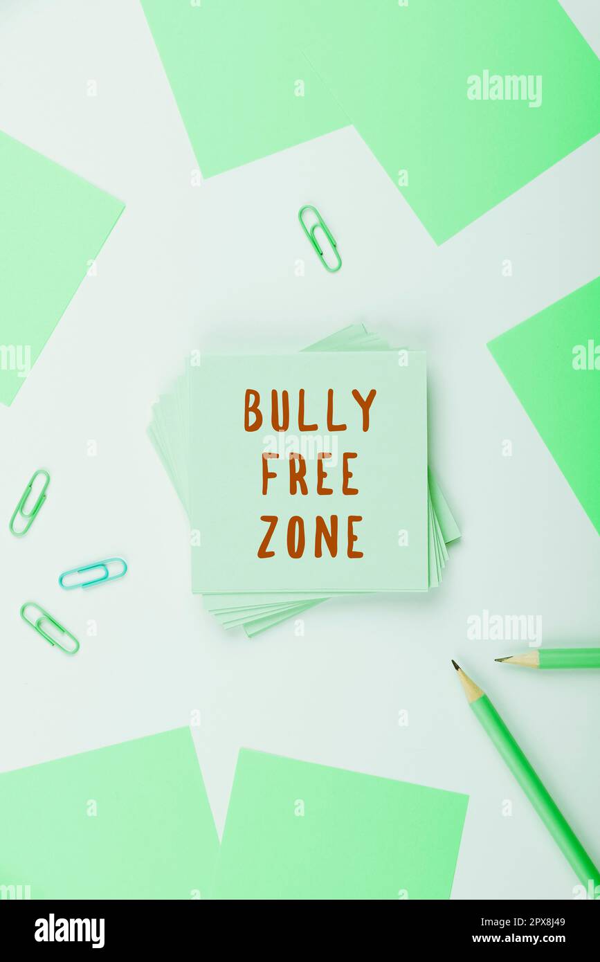Conceptual caption Bully Free Zone, Conceptual photo Be respectful to ...