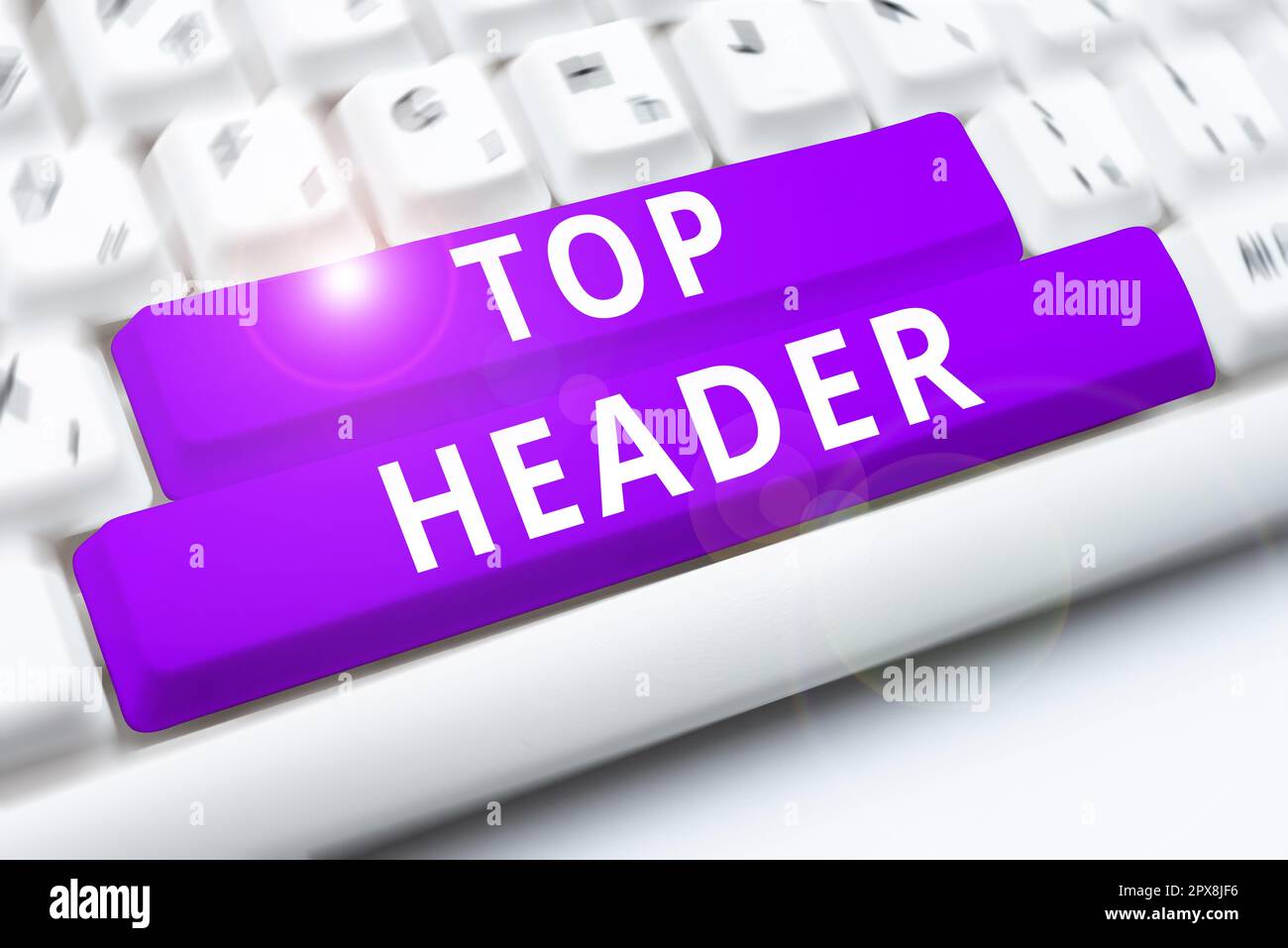 Conceptual caption Top Header, Business showcase text at the top of a ...