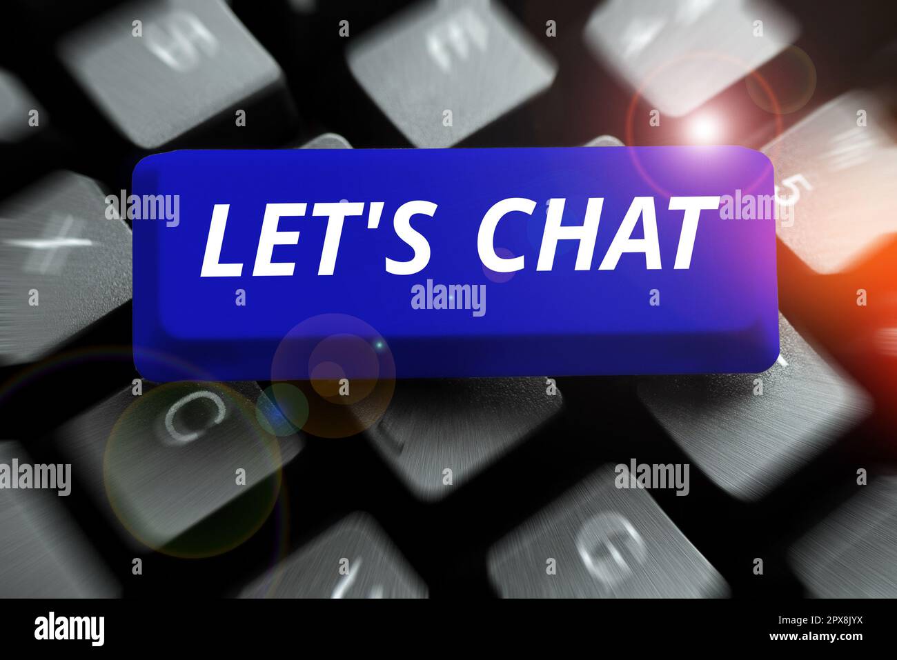 Text caption presenting LET'S CHAT, Word Written on inviting the person ...