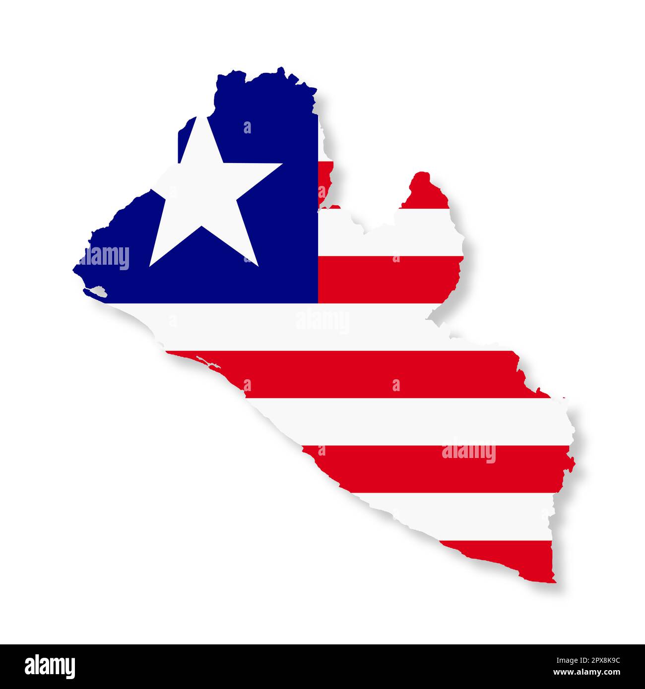 A Liberia flag map on white background with clipping path 3d ...